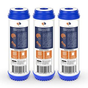 aquaboon 5 micron 10"x2.5" granular activated carbon water filter replacement | universal coconut shell gac cartridge | compatible with c-10, wfpfc9001, ap117, gac-10, fxutc, d-20a, gac1 3-pack