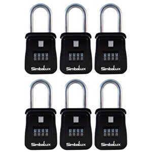 simbalux combo realtor lockbox quality 4 digit numeric combination real estate lock box, 6-pack