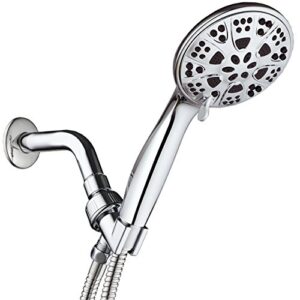 aquadance chrome giant 5" 6-setting high pressure hand held head with hose for ultimate shower spa officially independently tested to meet strict us quality & performance standards