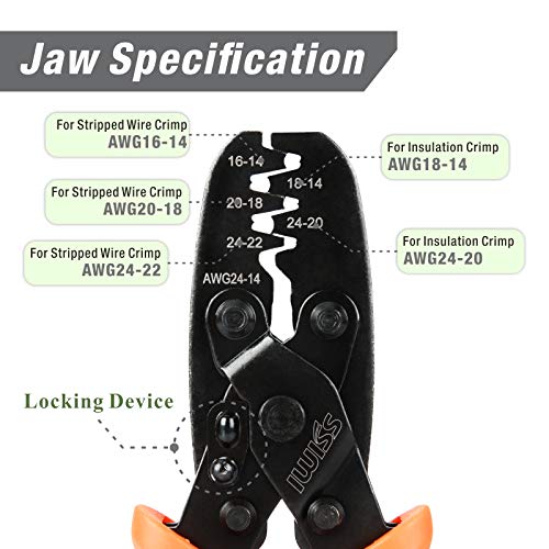 iCrimp Non Insulated Open Barrel Terminal Crimp Tool - Wire Crimper for Molex, Delphi, AMP/Tyco, Harley, PC/Computer, Automotive 24-14 AWG