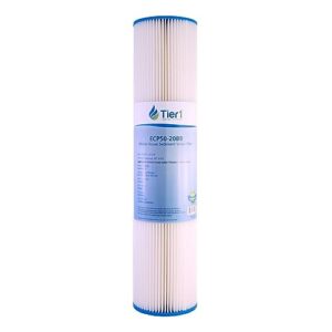 tier1 50 micron 20 inch x 4.5 inch | pleated cellulose whole house sediment water filter replacement cartridge | compatible with pentek ecp50-bb, 4pay5, 255496-43, home water filter