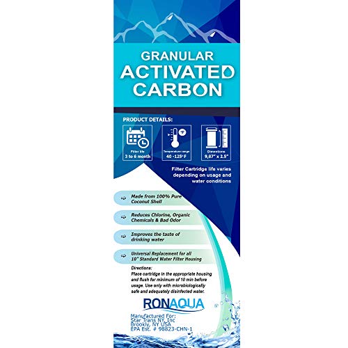 Ronaqua Granular Activated Carbon Water Filter Cartridge Well-Matched with WFPFC9001, AP117, GAC-10, FXUTC, GAC1 (4 Pack)