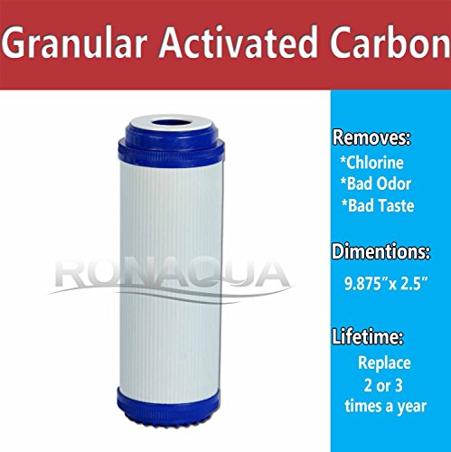 Ronaqua Granular Activated Carbon Water Filter Cartridge Well-Matched with WFPFC9001, AP117, GAC-10, FXUTC, GAC1 (4 Pack)