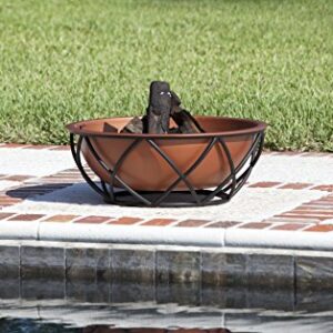 Fire Sense 62241 Fire Pit Barzelonia Copper-Look Wood Burning Lightweight Portable Outdoor Firepit Backyard Fireplace Camping Bonfire Included Screen Lift Tool & Cooking Grate - Round - 26"