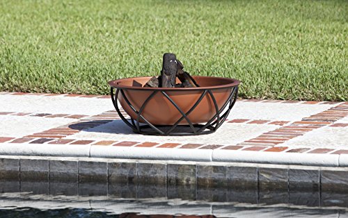 Fire Sense 62241 Fire Pit Barzelonia Copper-Look Wood Burning Lightweight Portable Outdoor Firepit Backyard Fireplace Camping Bonfire Included Screen Lift Tool & Cooking Grate - Round - 26"