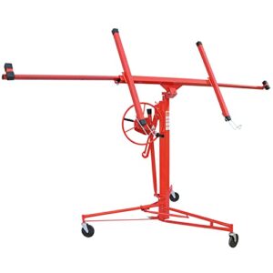 drywall lift 11' drywall panel hoist construction rolling caster wheel lockable tool jack lifter jack drywall lift construction tools (red)