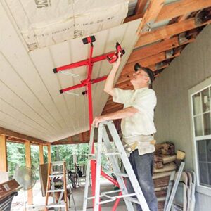 Drywall Lift 11' Drywall Panel Hoist Construction Rolling Caster Wheel Lockable Tool Jack Lifter Jack Drywall Lift Construction Tools (Red)