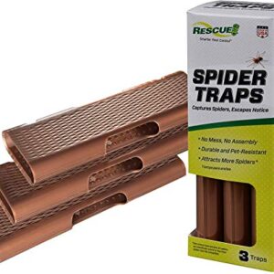 RESCUE! Spider Traps – Catches Brown Recluse, Hobo Spiders, Black Widows & Wolf Spiders – 3 Traps