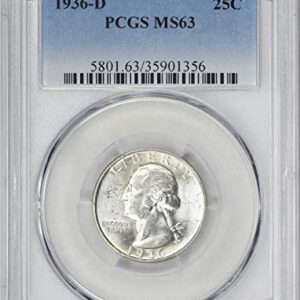 1936-D Washington Quarter, MS63, PCGS