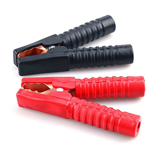 URBEST Black Red 50A Spring Loaded Car Auto Battery Cable Insulated Alligator Clamp Clips (200A Alligator Clip)