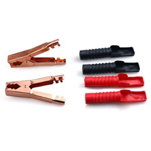 URBEST Black Red 50A Spring Loaded Car Auto Battery Cable Insulated Alligator Clamp Clips (200A Alligator Clip)