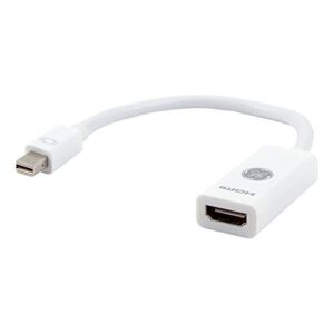 ge mini displayport thunderbolt to hdmi adapter, compatible with apple imac, macbook and pc, supports full hd 1080p and 4k ultra hd, white, 33589