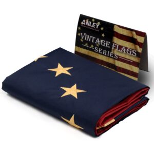 ANLEY Vintage Style Tea Stained Betsy Ross Flag 3x5 Foot Nylon - Embroidered Stars and Sewn Stripes - 4 Rows of Lock Stitching - Antiqued Early USA Banner Flags with Brass Grommets 3 X 5 Ft