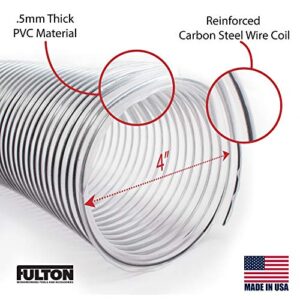 4 inch diameter x 10 foot long Ultra Flex Clear Vue Heavy Duty PVC Dust Debris and Fume Collection Hose MADE IN USA!