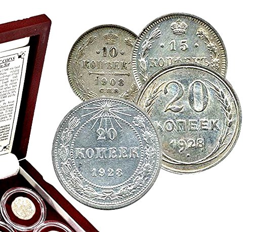 1917 Stalin's"Death Sentence" Coins Historic Russian 4 Silver Coin Set,Boxed With Story & Certificate. Very Good