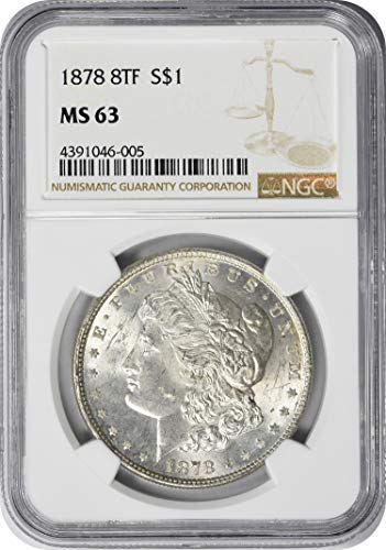 1878-P Morgan Silver Dollar, 8TF, MS63, NGC