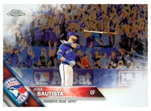 jose bautista baseball card (toronto blue jays all star) 2016 topps chrome #191 bat flip