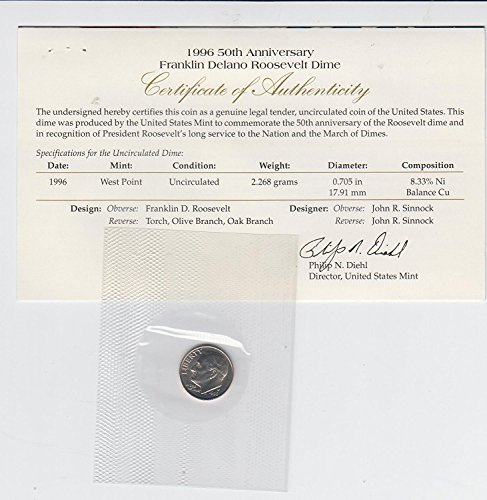 1996 W Roosevelt Dime 50th Anniversary of the Roosevelt Dime-SEALED IN U.S. MINT CELLO - MUST HAVE to complete any dime set Dime MS-67 US Mint