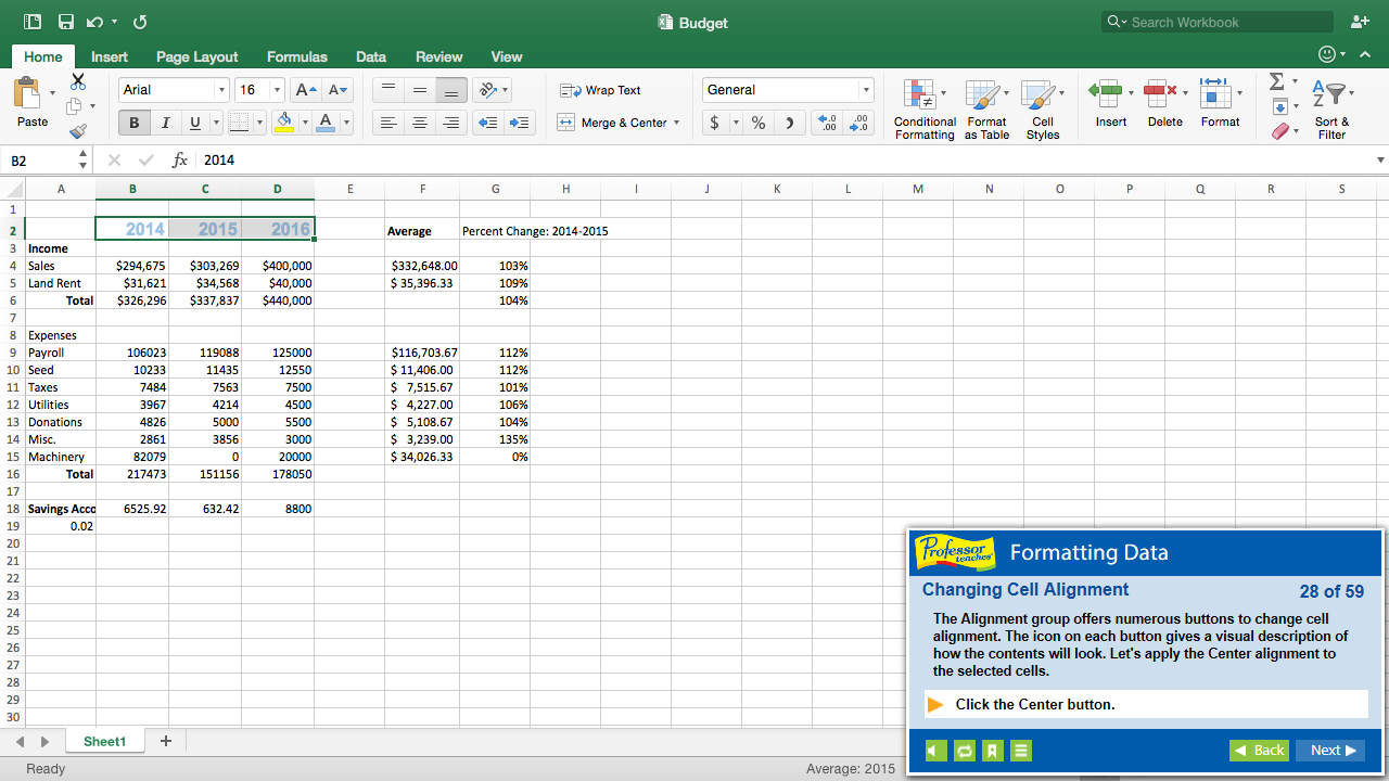 Professor Teaches Excel 2016 - Mac [Download]