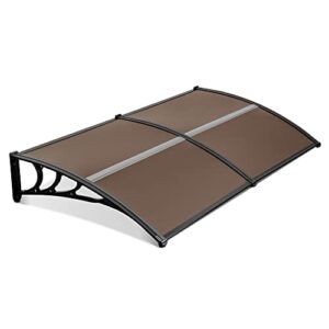 mcombo 40"x80" window awning outdoor polycarbonate front door patio cover garden canopy 6055-4080(dark brown)