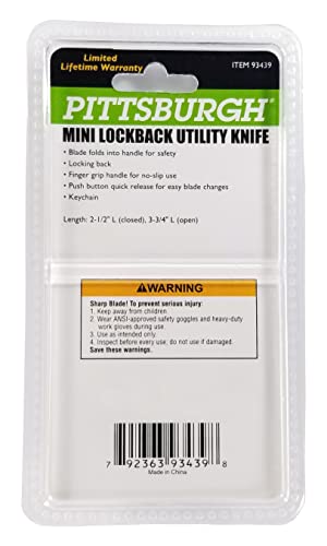 pittsburgh Mini Folding Lock-Back Utility Knife with Five Blades, 2.5, Varies