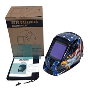 Instapark ADF Series GX990T Solar Powered Auto Darkening Welding Helmet with 4 Optical Sensors, 3.94" X 3.86" Viewing Area and Adjustable Shade Range #5 - #13 American Eagle