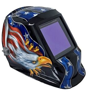 Instapark ADF Series GX990T Solar Powered Auto Darkening Welding Helmet with 4 Optical Sensors, 3.94" X 3.86" Viewing Area and Adjustable Shade Range #5 - #13 American Eagle