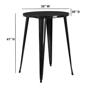 Flash Furniture Philip Commercial Grade 30" Round Black Metal Indoor-Outdoor Bar Height Table