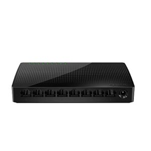 tenda sg108, 8-port gigabit ethernet switch, unmanaged network hub, ethernet splitter, plug & play, shielded ports & plastic case, desktop/ wall-mount, fan-less, limited lifetime protection