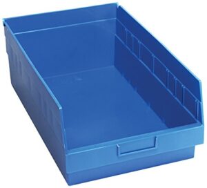 quantum storage qsb210bl 8-pack 6" hanging plastic shelf bin storage containers, 17-7/8" x 11-1/8" x 6", blue