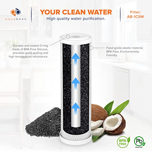 3-PACK of Reverse Osmosis Carbon Block (CTO),Sediment & Granular Activated Carbon (GAC) Water Filters by AQUABOON|Universal 5 Micron 10 inch Cartridges|COMPATIBLE WITH: DWC30001,WFPFC8002,FXWTC,WHEF-W