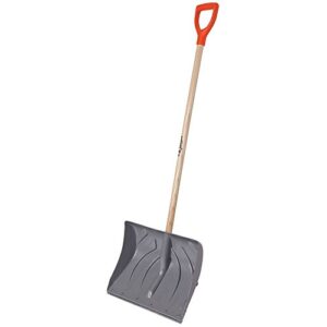 A.M. Leonard Snow Shovel with Steel Wear Strip, D-Grip, 18-inches Wide