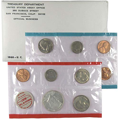 1968 Various Mint Marks United States Mint Uncirculated Coin Set in Original Government Packaging Uncirculated