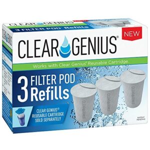 clear genius filter pod refills (pack-3) sr-3, includes 3 filter pod refills, filter pods last for 2 months