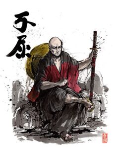 8"x10" print samurai captain picard tribute with japanese calligraphy indomitable