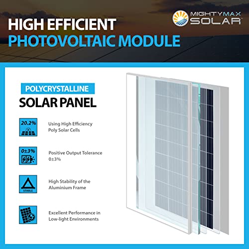 Mighty Max Battery 200 Watt Solar Panel Poly 2pc 100w Watts 12V RV Boat Home - 2 Pack