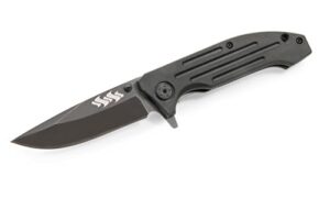 kuuma 51910 spring assisted knife (fine edge,4.5"), black,one size