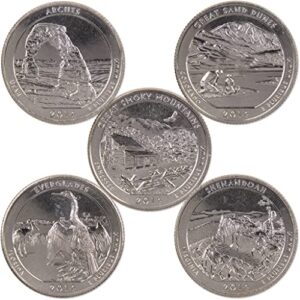 2014 s national park quarter 5 coin set uncirculated mint state clad 25c