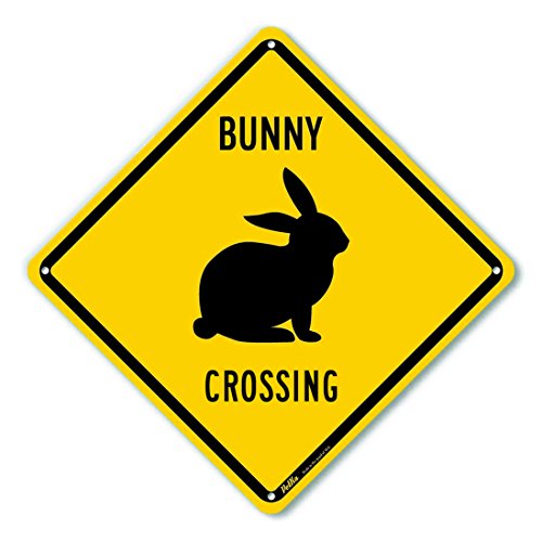 Petka Signs and Graphics - PKAC-0175-NA_10x10 PetKa Signs and Graphics PKAC-0175-NA_"Bunny Crossing" Aluminum Sign, Black Text with Yellow Background 10" x 10", Black Text with Yellow Background