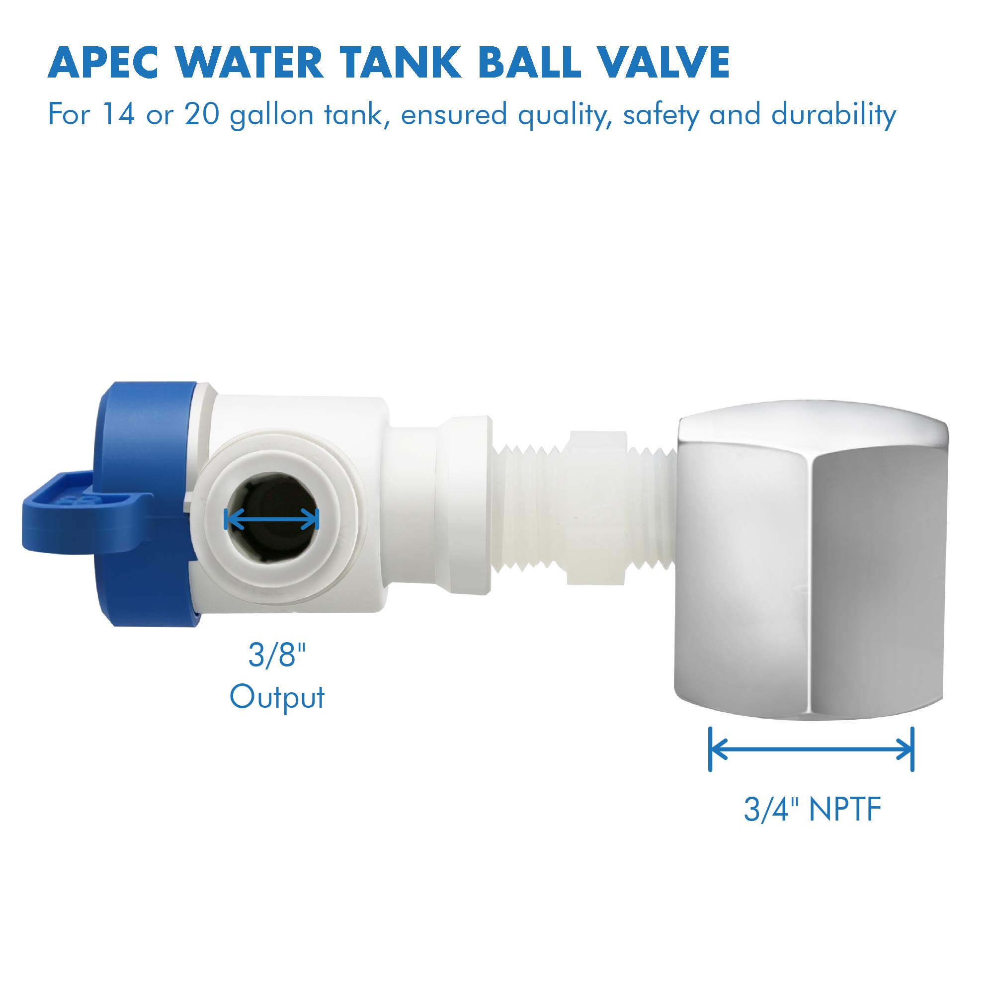 APEC Water Systems Tank Ball Valve (3/4"" NPTF, 3/8"" Output) (TBVAL34-38)