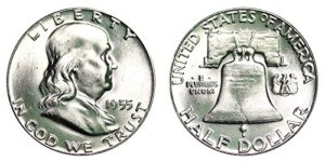 1955 p franklin half dollar bu half dollar brilliant uncirculated (1/2) choice brilliant uncirculated