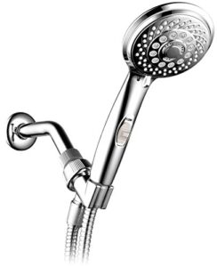 hotelspa 7-setting aquacare series spiral handheld shower head with patented on/off pause switch and 5-7 foot stretchable stainless steel hose (premium chrome)