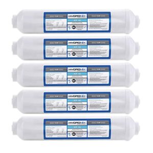 5 pack - hydronix icf-10 reverse osmosis post polishing, fridge & ice inline coconut gac water filter, 2000 gal 1/4" npt