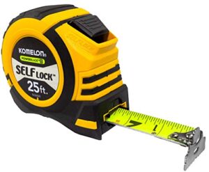 komelon sl52425; 25' x 1.06" self-lock powerblade ii tape measure, yellow/black