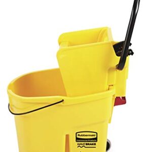 Rubbermaid Commercial Products, WaveBrake - Commercial Industrial Mop Bucket, 35 Quart, Yellow & Rubbermaid Commercial Universal Headband Blend Mop, Blue, Fg23800Bl00