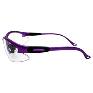 Global Vision Cougar Safety Glasses Nurses Dental Assistant Glasses Shooting Glasses for Women Men Clear Lens (Purple)