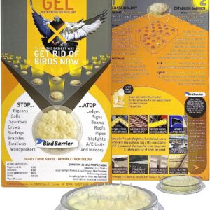 Bird Barrier Optical Gel (24 Pack) · Get rid of Birds: Pigeons, woodpeckers, Gulls, Crows, starlings, mud Swallows on ledges, Signs, Balconies, soffits, Beams, skylights, Signs, Roofs, HVAC, etc.