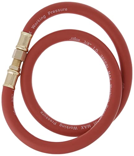 Milton 2760-3LH Air Leader Hose, 3/8" x 3 ft. Rubber Hose - 1/4" NPT Brass Ends - 300 Max PSI