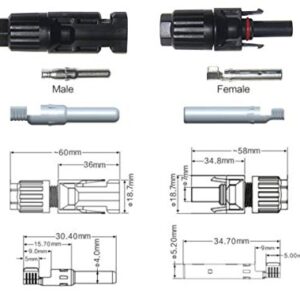 Sunway Solar Panel Cable Connectors 8pairs for Connecting Solar Connector Adapters with Assembly Tool Spanners for Connecting Solar Panels Extension Cable, 10 awg PV Wire,Solar Controller Regulator