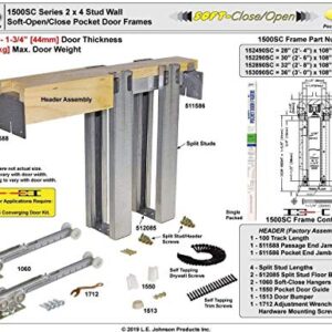 Johnson Hardware 153068SC 1500 Series Soft Close Series Commercial Grade Pocket Door Frame for 2x4 Stud Wall (36 inch x 80 inch)